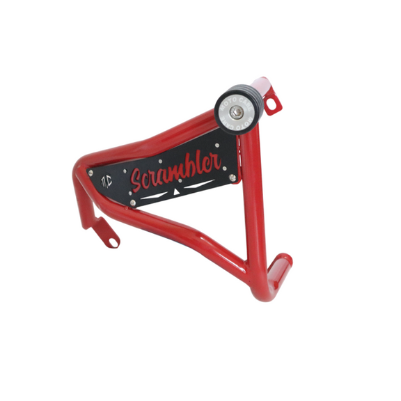 Red Crash Guard With Dual Sliders For Yezdi Scrambler – Primo Customs